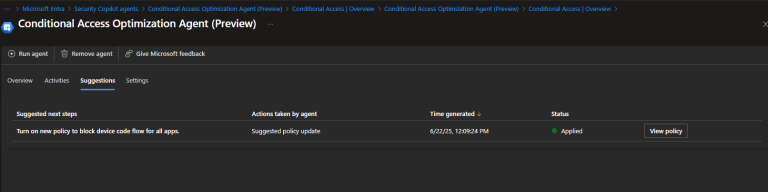 Microsoft Entra Conditional Access optimization agent with Microsoft Security Copilot