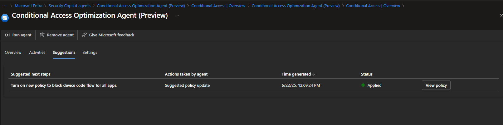 Microsoft Entra Conditional Access optimization agent with Microsoft Security Copilot