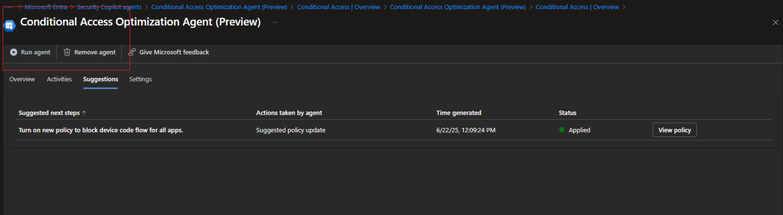 Microsoft Entra Conditional Access optimization agent with Microsoft Security Copilot