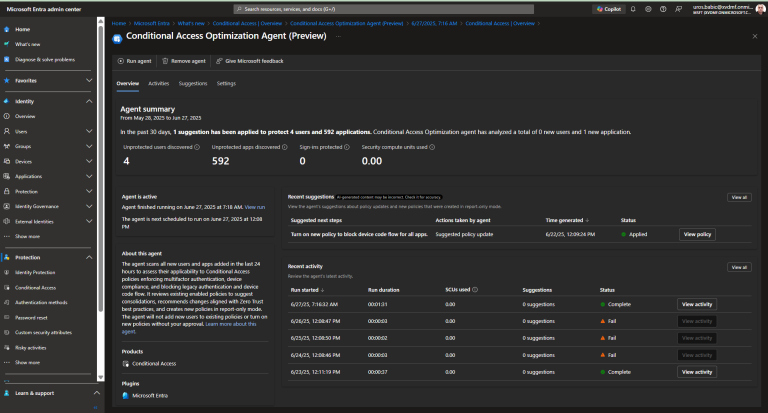 Microsoft Entra Conditional Access optimization agent with Microsoft Security Copilot